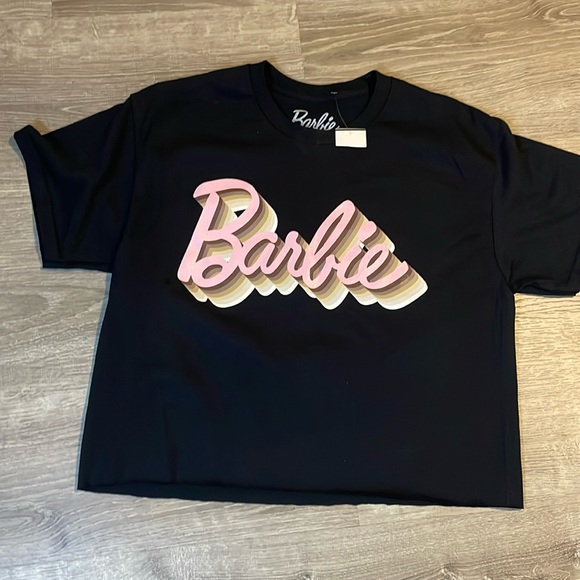 Barbie | Tops | Cute Barbie 3 Dimensional Scripted Logo Canvas Shirt Med Nwt | Poshmark